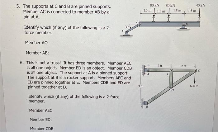 Solved 5. The supports at C and B are pinned supports. | Chegg.com