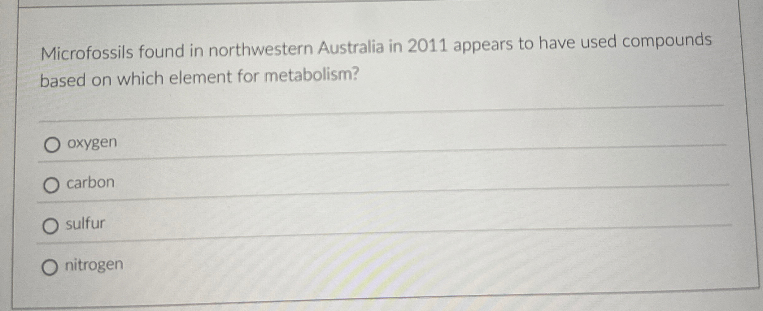 Solved Microfossils found in northwestern Australia in 2011 | Chegg.com