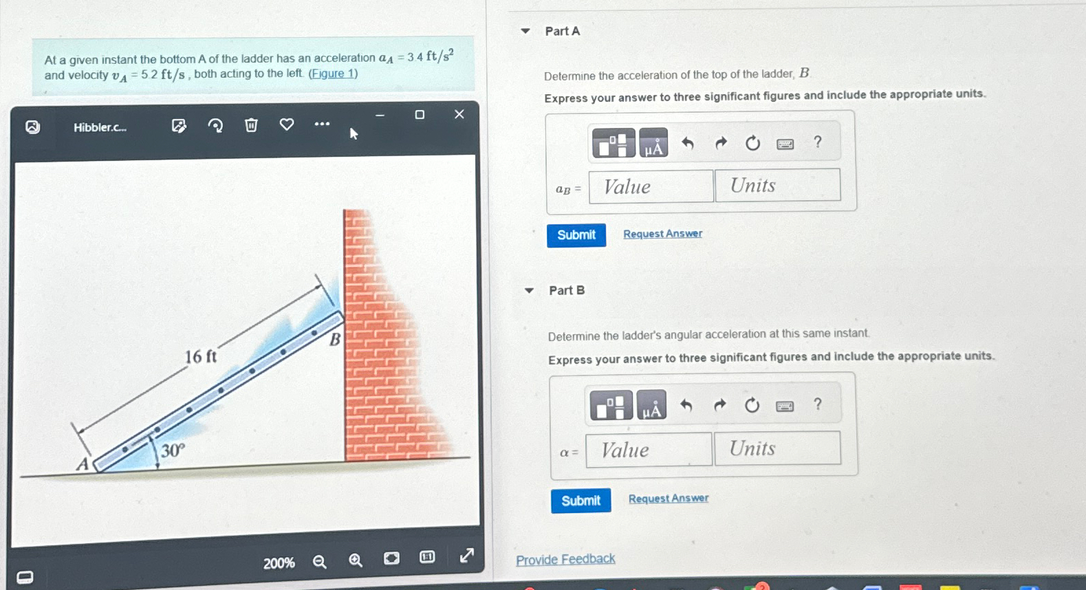 Solved Part AAt a given instant the bottom A ﻿of the ladder | Chegg.com