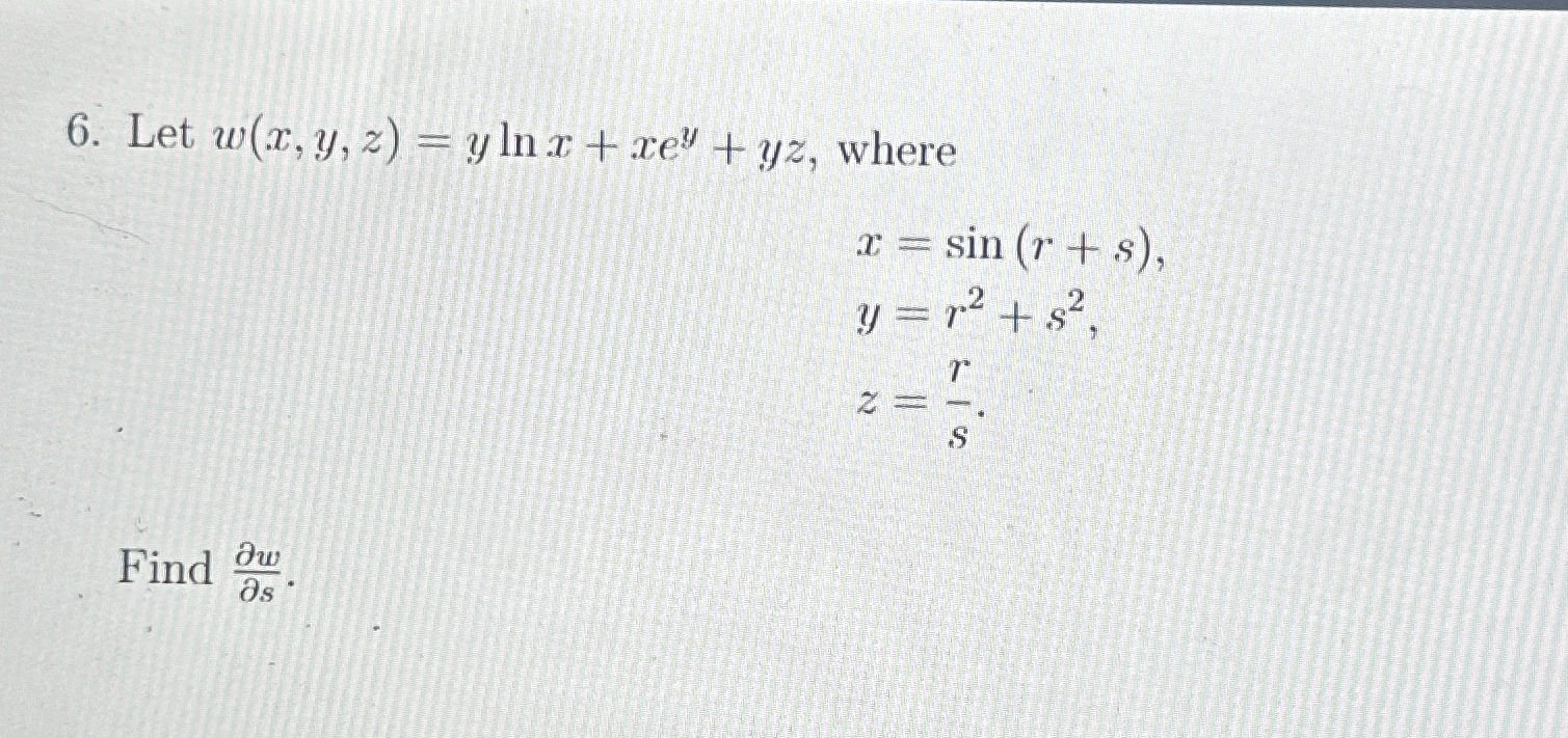 Let w(x,y,z)=ylnx+xey+yz, | Chegg.com