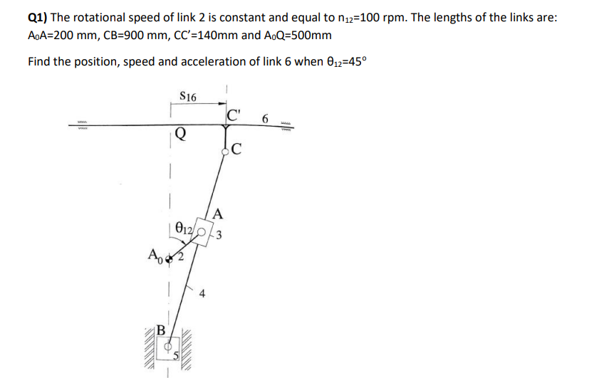 Solved the rotational speed of ﻿link 2 is ﻿constant and | Chegg.com