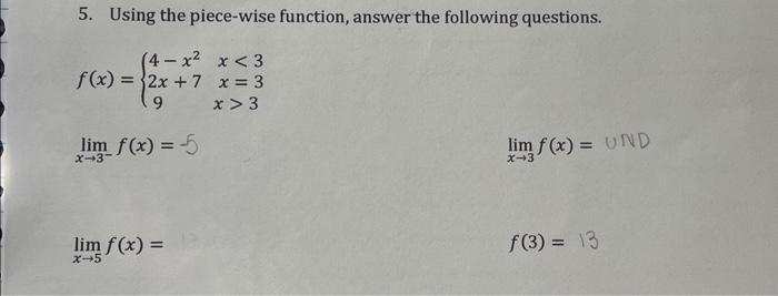 Solved 5. Using the piece-wise function, answer the | Chegg.com