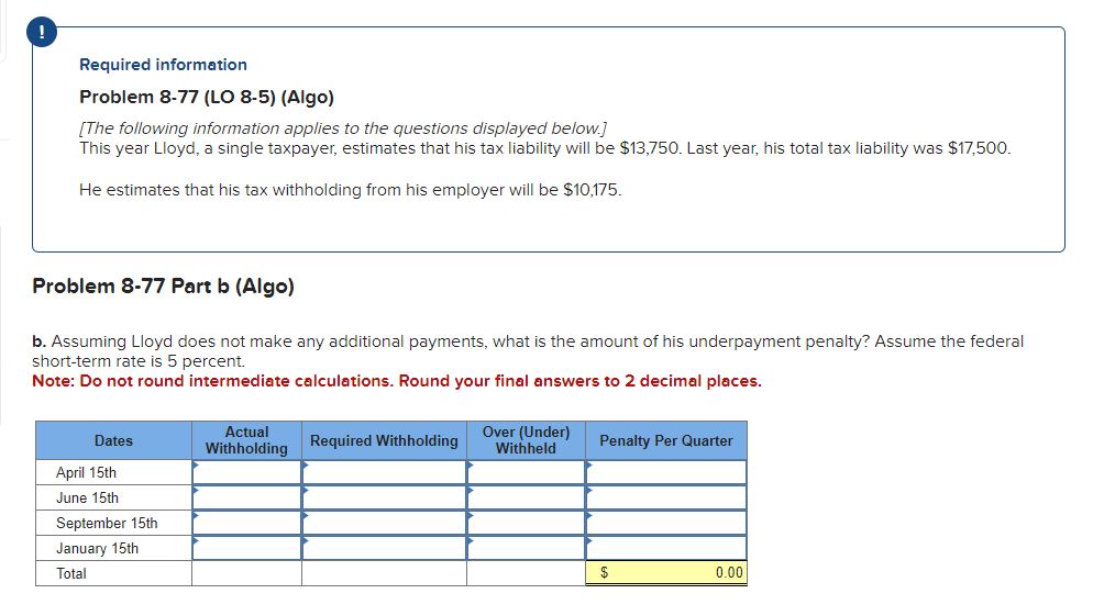 Solved Problem 8-77 (LO 8-5) (Algo)Skip to question[The | Chegg.com