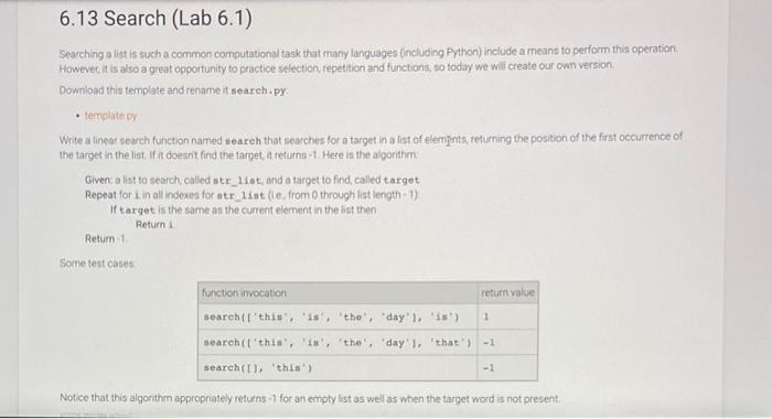 Solved Searching a list is such a common computational task | Chegg.com