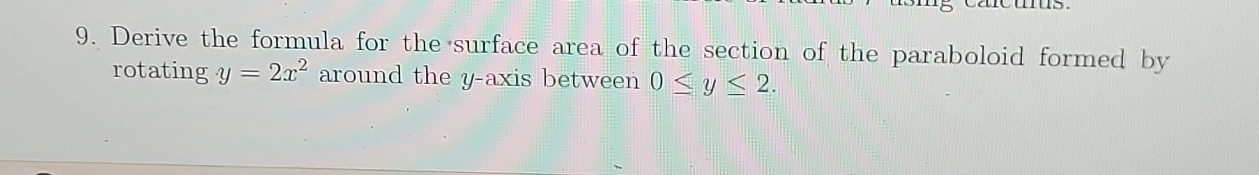 Solved derive the formula for the surface area of the | Chegg.com