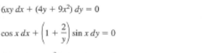 Solved 6xy dx + (4y + 9x?) dy = 0 cos x dx + 1 + + (1 + 2) | Chegg.com