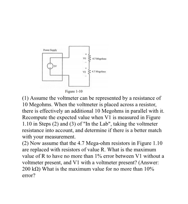 Solved Power Supply 4.7 Megohms SV V2 4.7 Megolms Figure | Chegg.com