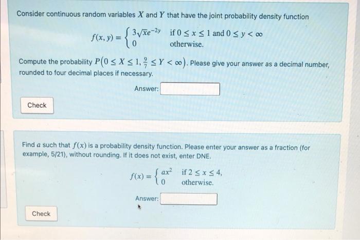 Solved Consider continuous random variables X and Y that | Chegg.com