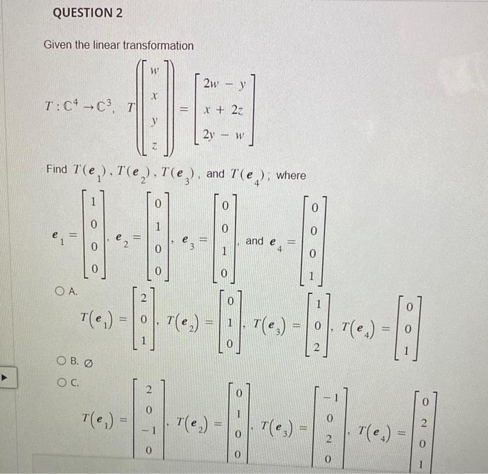 Solved Given the linear transformation | Chegg.com