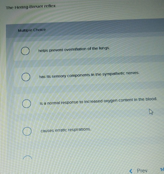 Solved The Hering-Breuer rellex Multiple Choice helps | Chegg.com