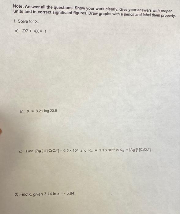 Solved Note: Answer all the questions. Show your work | Chegg.com