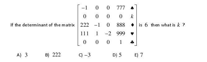 Solved A) 3 B) 222 C) -3 D) 5 E) 7 | Chegg.com