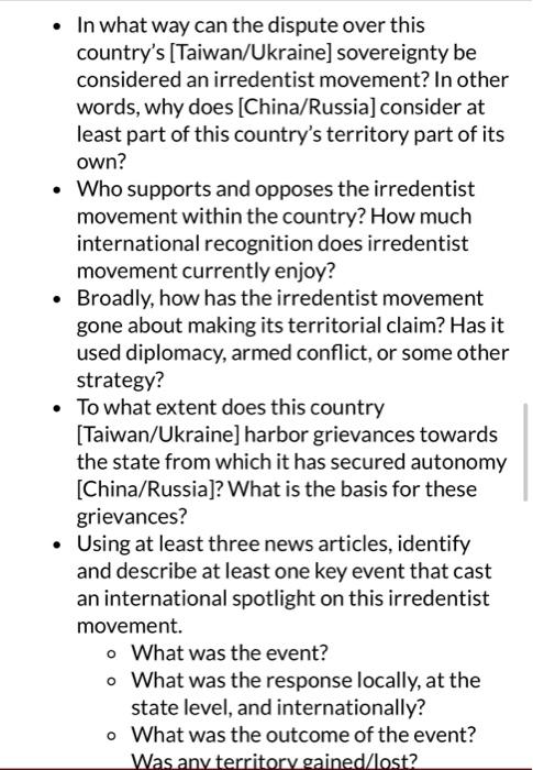 - In what way can the dispute over this country's | Chegg.com