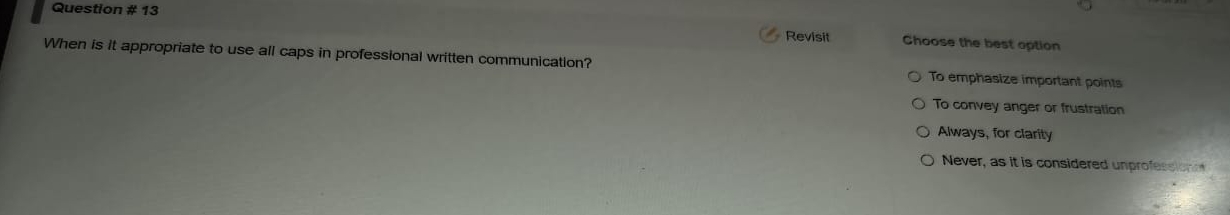 Solved Question # 13When is it appropriate to use all caps | Chegg.com