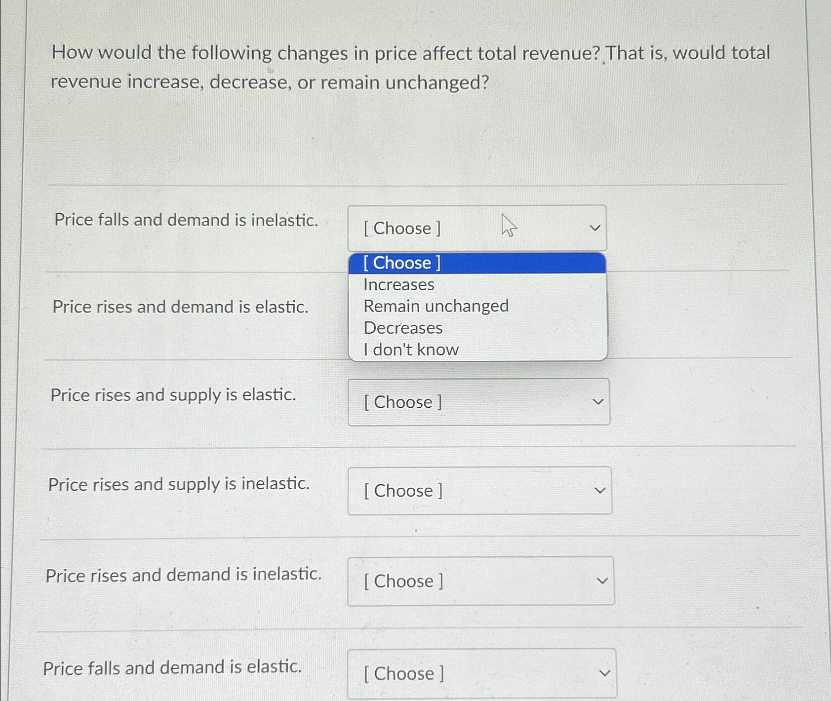 Solved How would the following changes in price affect total | Chegg.com