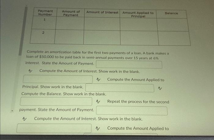 Solved Payment Number 2 Amount of Payment Amount of Interest | Chegg.com