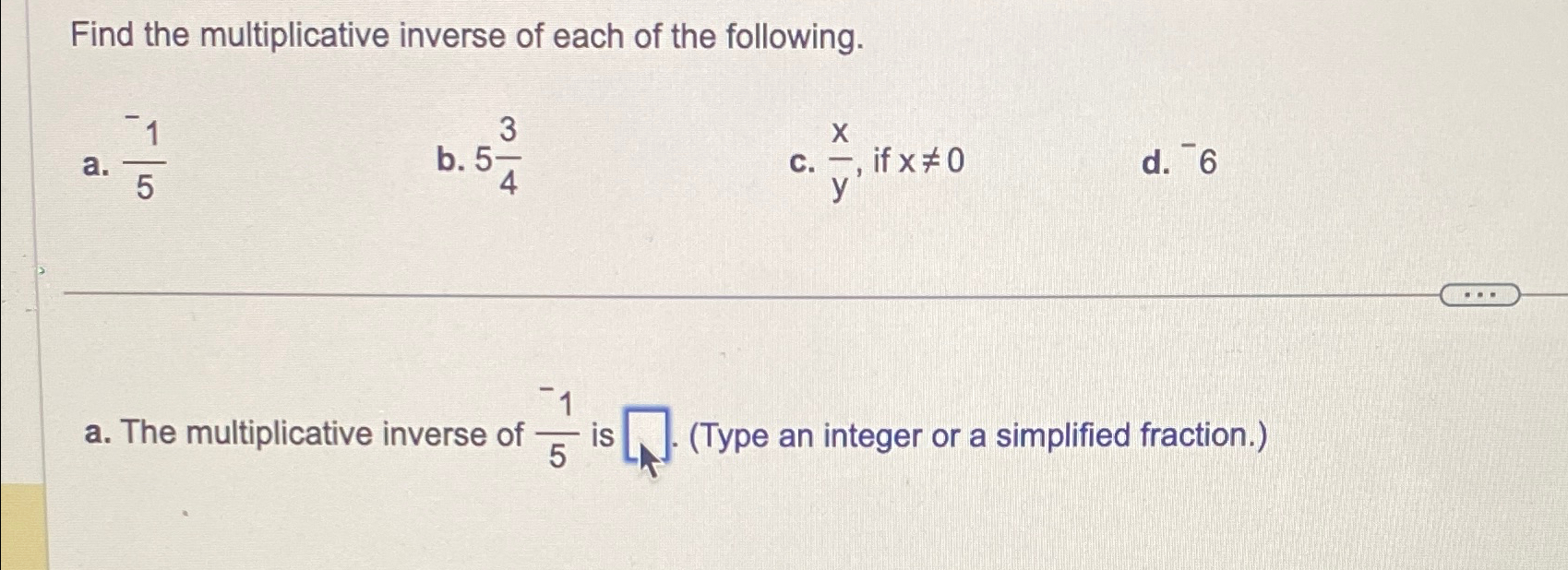 Solved Find the multiplicative inverse of each of the | Chegg.com