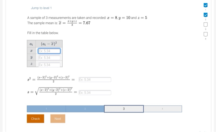 Solved Jump to level 1 A sample of 3 measurements are taken | Chegg.com