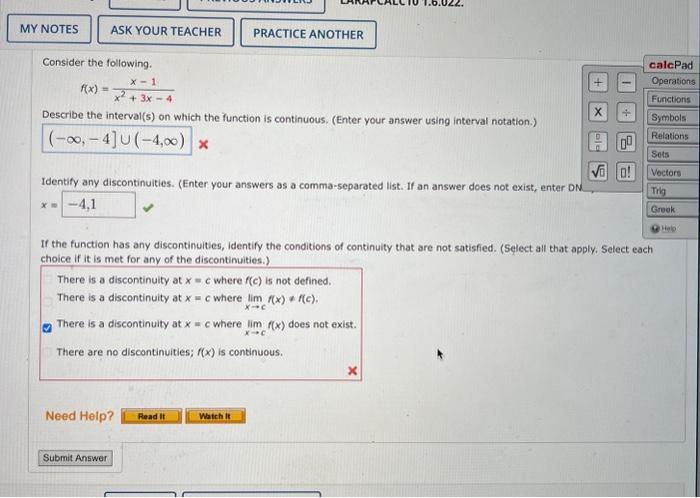 Solved Consider the following. f(x)=x2+3x−4x−1 Describe the | Chegg.com