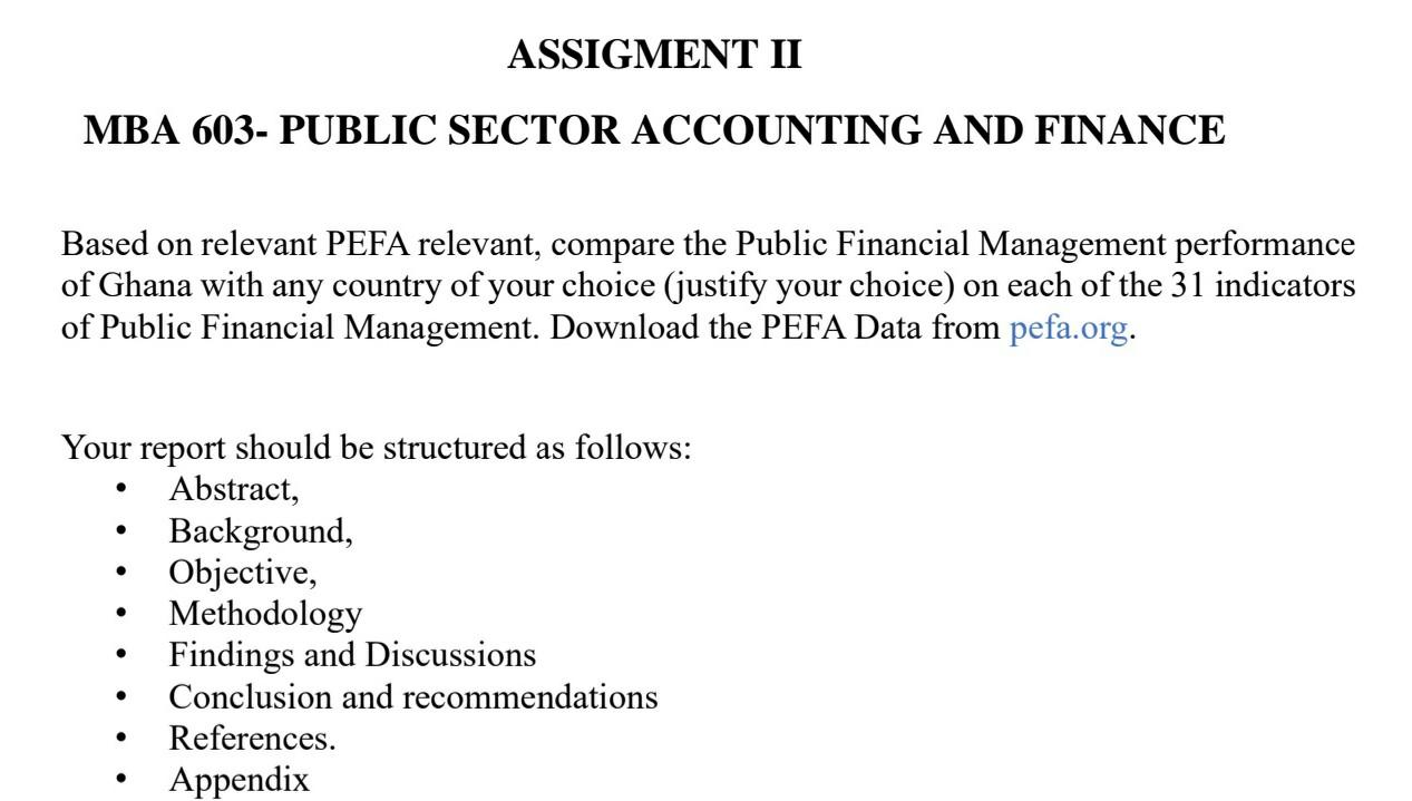 Solved ASSIGMENT II MBA 603- PUBLIC SECTOR ACCOUNTING AND | Chegg.com