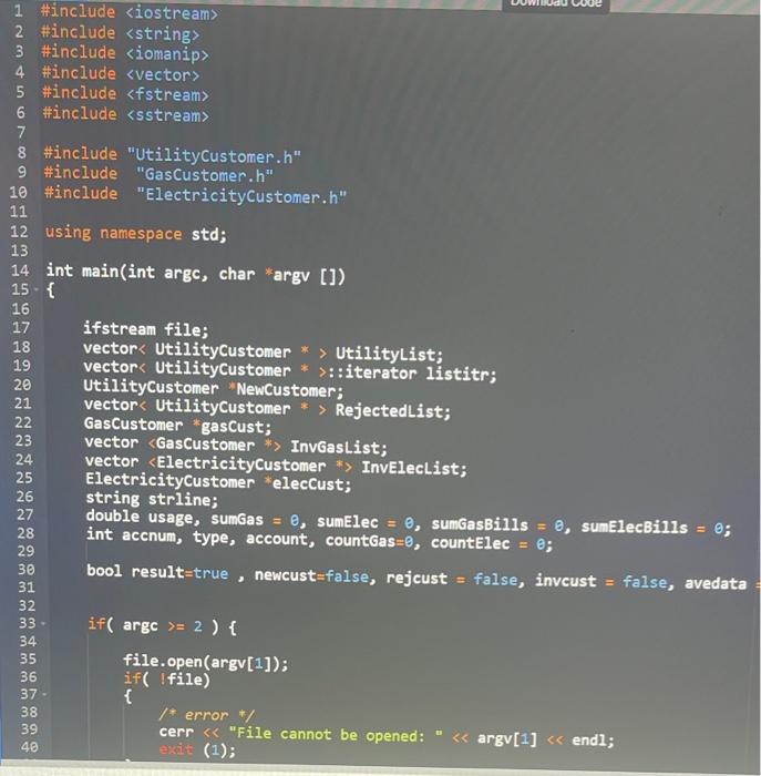 Solved Define an abstract class, called UrilityCustomer, | Chegg.com