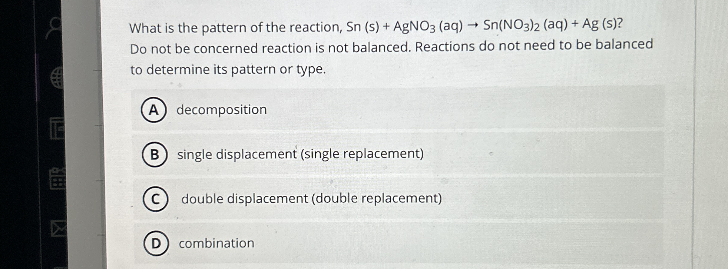 Solved What is the pattern of the reaction, | Chegg.com