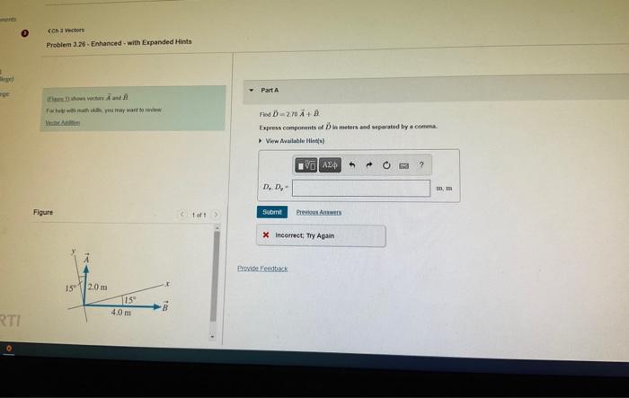 Solved koh a Vectors Probien 3.26 - Fnhanced - with Espanded | Chegg.com
