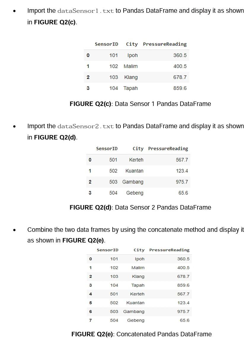 Solved Import the dataSensorl.txt to Pandas DataFrame and | Chegg.com