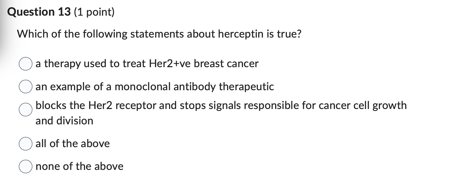 Solved Question 13 (1 ﻿point)Which of the following | Chegg.com