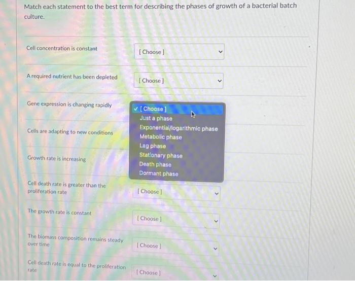 Solved Match each statement to the best term for describing | Chegg.com