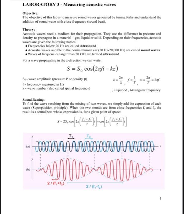 Solved LABORATORY 3 - Measuring acoustic waves Objective: | Chegg.com