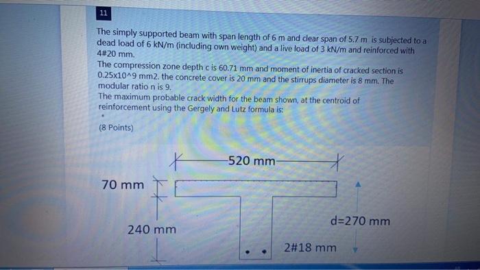 Solved 10 For the section in Figure fc=25 MPa. Modular ratio | Chegg.com