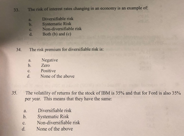 Solved example of The risk of interest rates changing in an | Chegg.com
