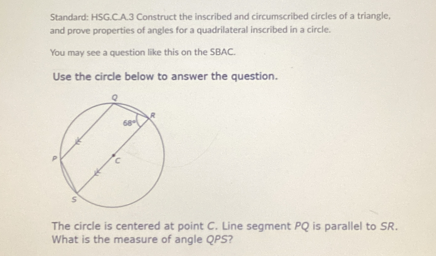 Solved Standard: HSG.C.A. 3 ﻿Construct the inscribed and | Chegg.com