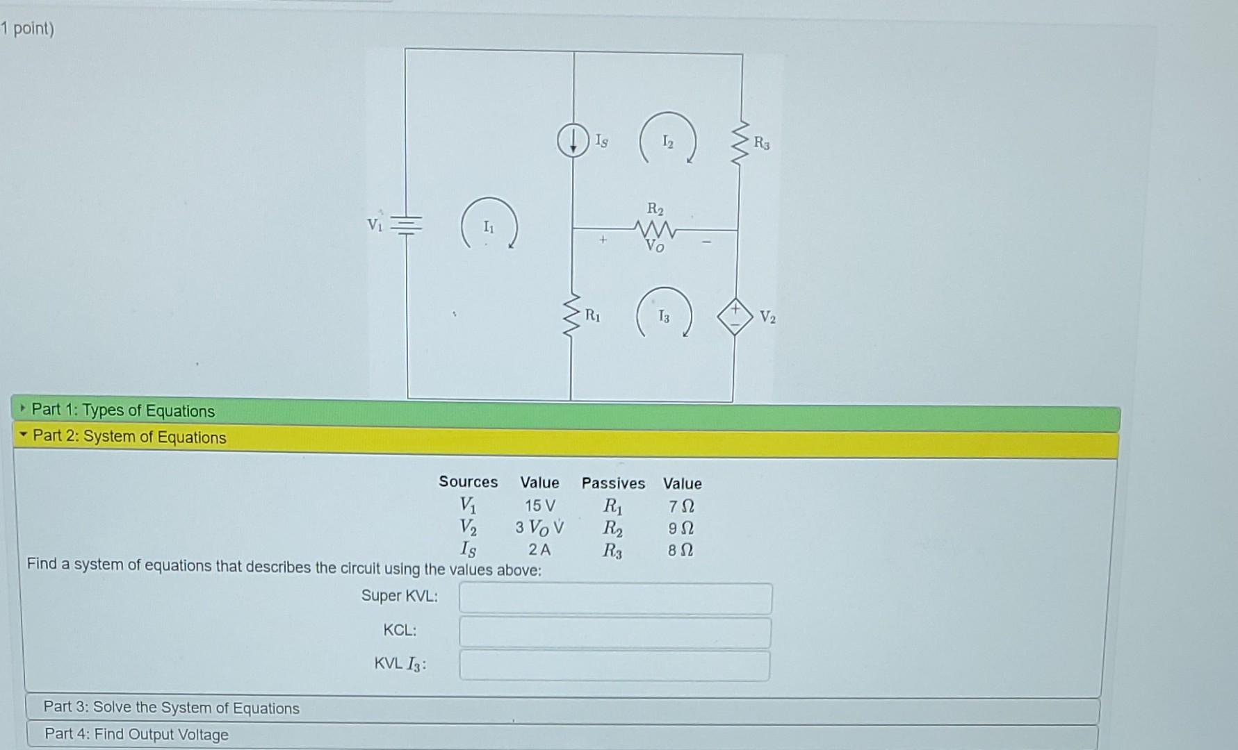 1 point) - Part 1: Types of Equations - Part 2: | Chegg.com