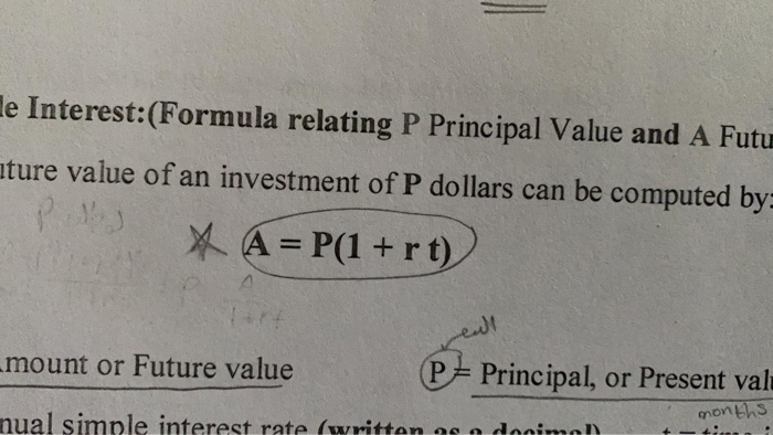 Solved Use the formula for the amount, A = P(1 + rt) to find | Chegg.com
