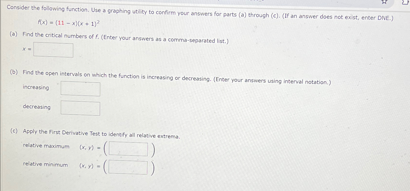 Solved Consider the following function. Use a graphing | Chegg.com