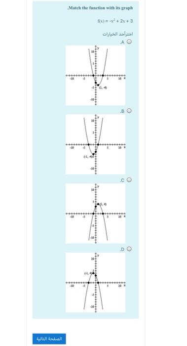 Solved Match the function with its graph fx)=x2+2x+3 اختر | Chegg.com