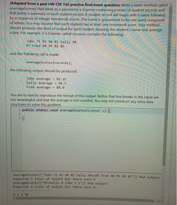 Solved Adapted From A Past Uw Cse 142 Practice Final Exam 