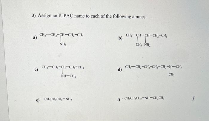 Solved 3) Assign an IUPAC name to each of the following | Chegg.com