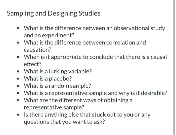 Solved Sampling and Designing Studies - What is the | Chegg.com
