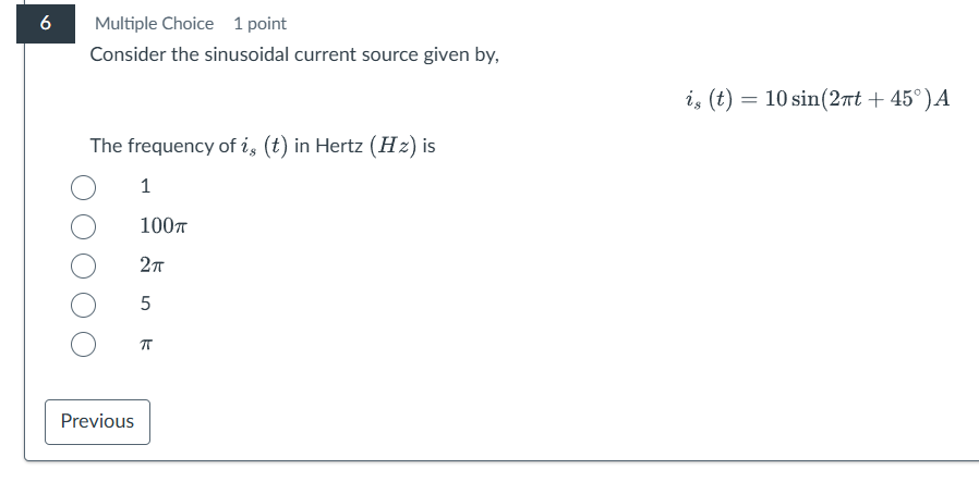 Solved Consider the sinusoidal current source given | Chegg.com