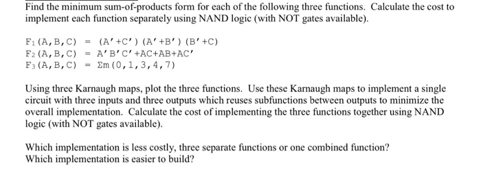 Solved Find the minimum sum-of-products form for each of the | Chegg.com