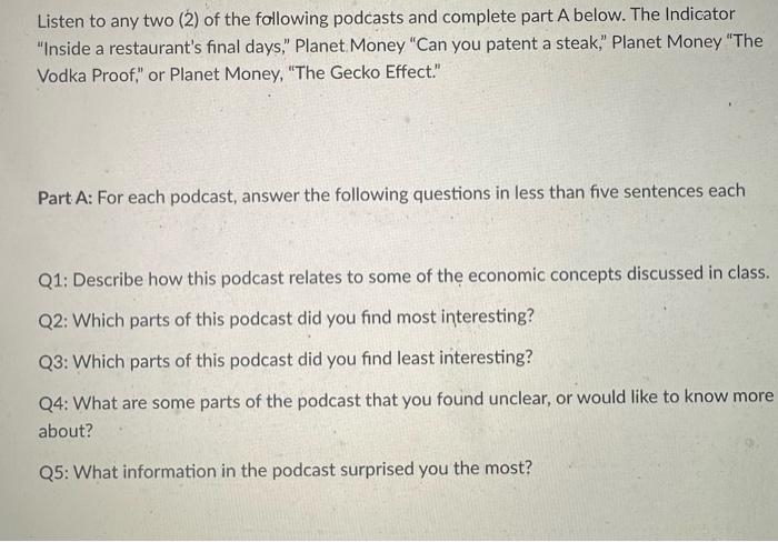 Solved Listen to any two (2) of the following podcasts and | Chegg.com