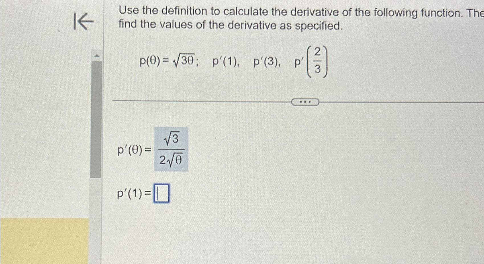 Solved Use the definition to calculate the derivative of the | Chegg.com