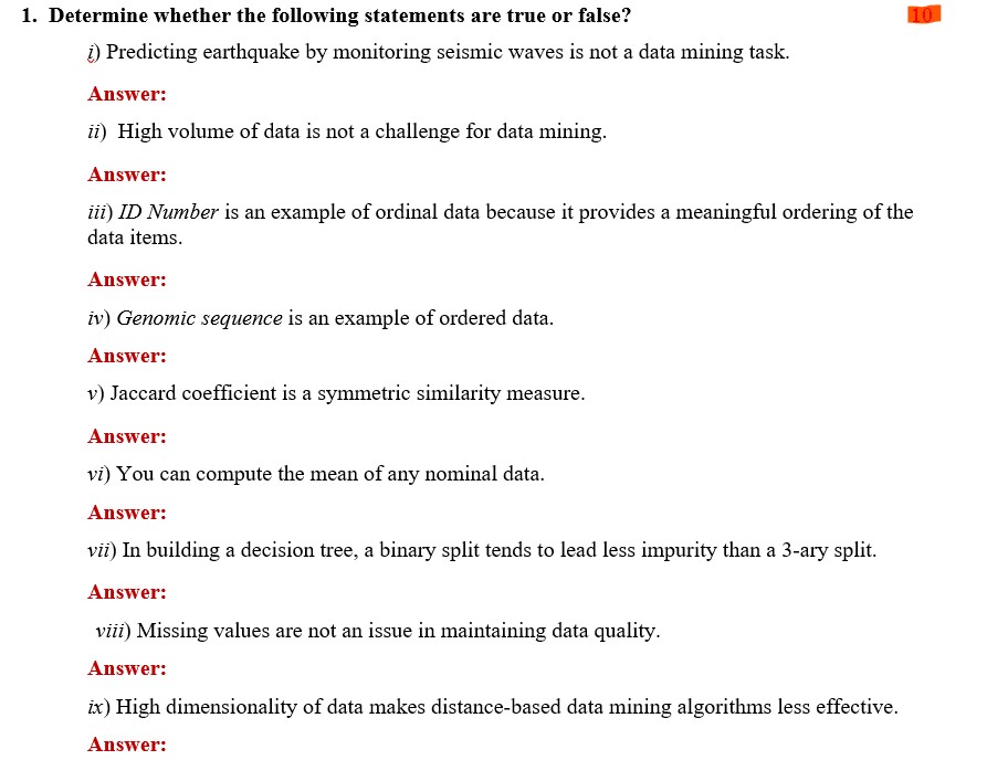 Solved 1. ﻿Determine whether the following statements are | Chegg.com