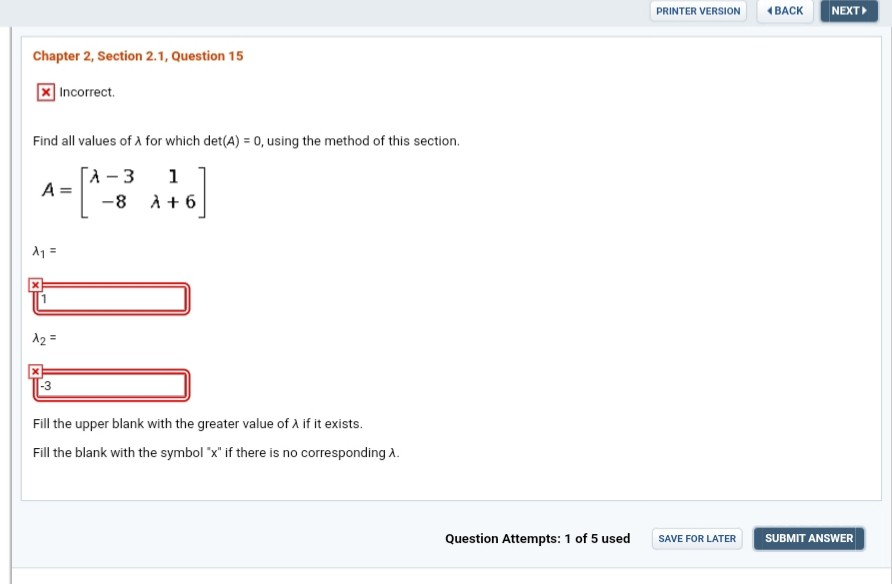 Solved PRINTER VERSION « BACK NEXT Chapter 2, Section 2.1, | Chegg.com