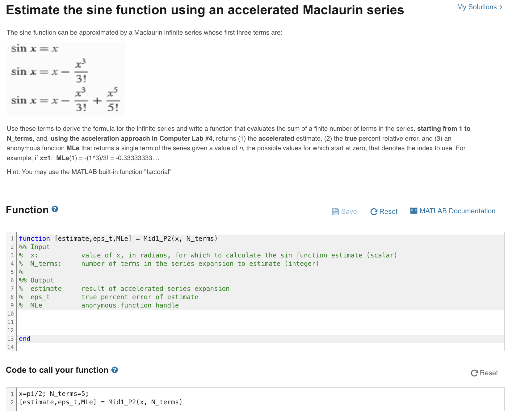 Solved Estimate the sine function using an accelerated | Chegg.com