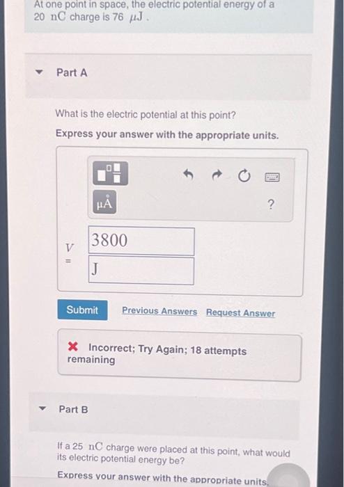 Solved At one point in space, the electric potential energy | Chegg.com