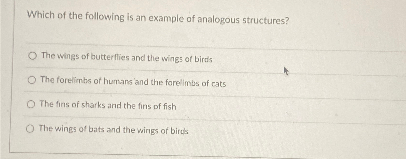 Solved Which of the following is an example of analogous | Chegg.com